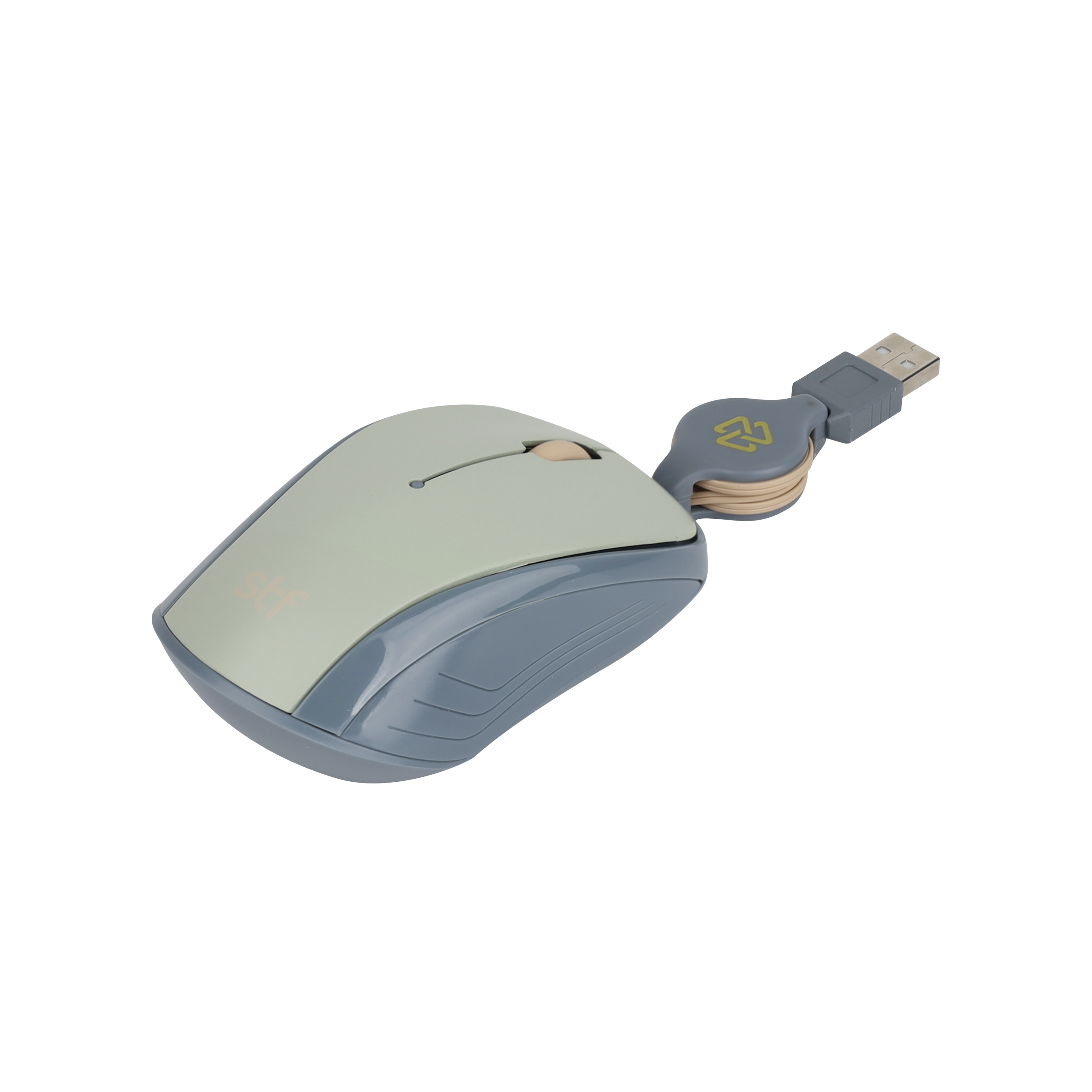 Mouse Alámbrico Retráctil VIVA: 1600 DPI, Ergonómico, USB, 80cm, Menta ...