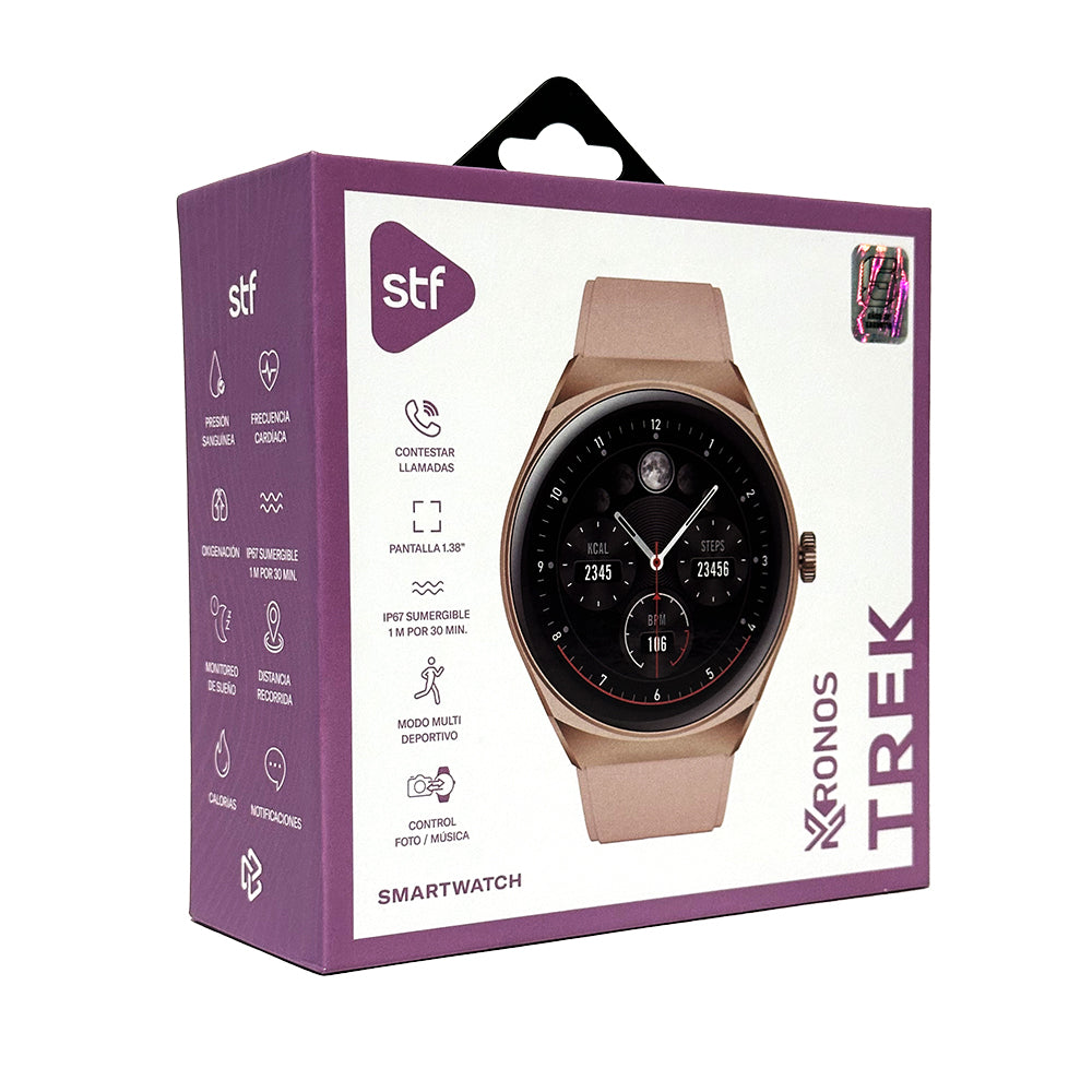 Smartwatch Reloj Kronos Trek IPS 1.38", Llamadas, Protección IP67, Ros ...