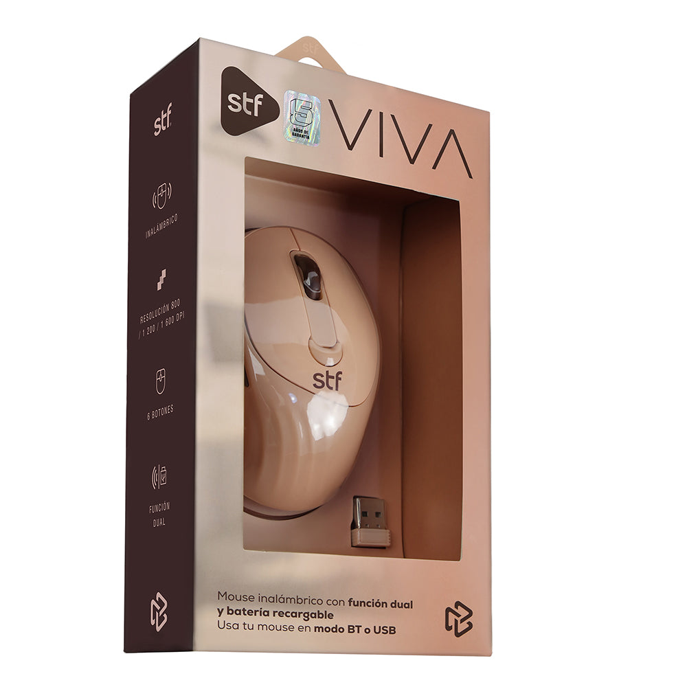 Mouse inalámbrico óptico STF VIVA! 10m función dual rosa – Stf
