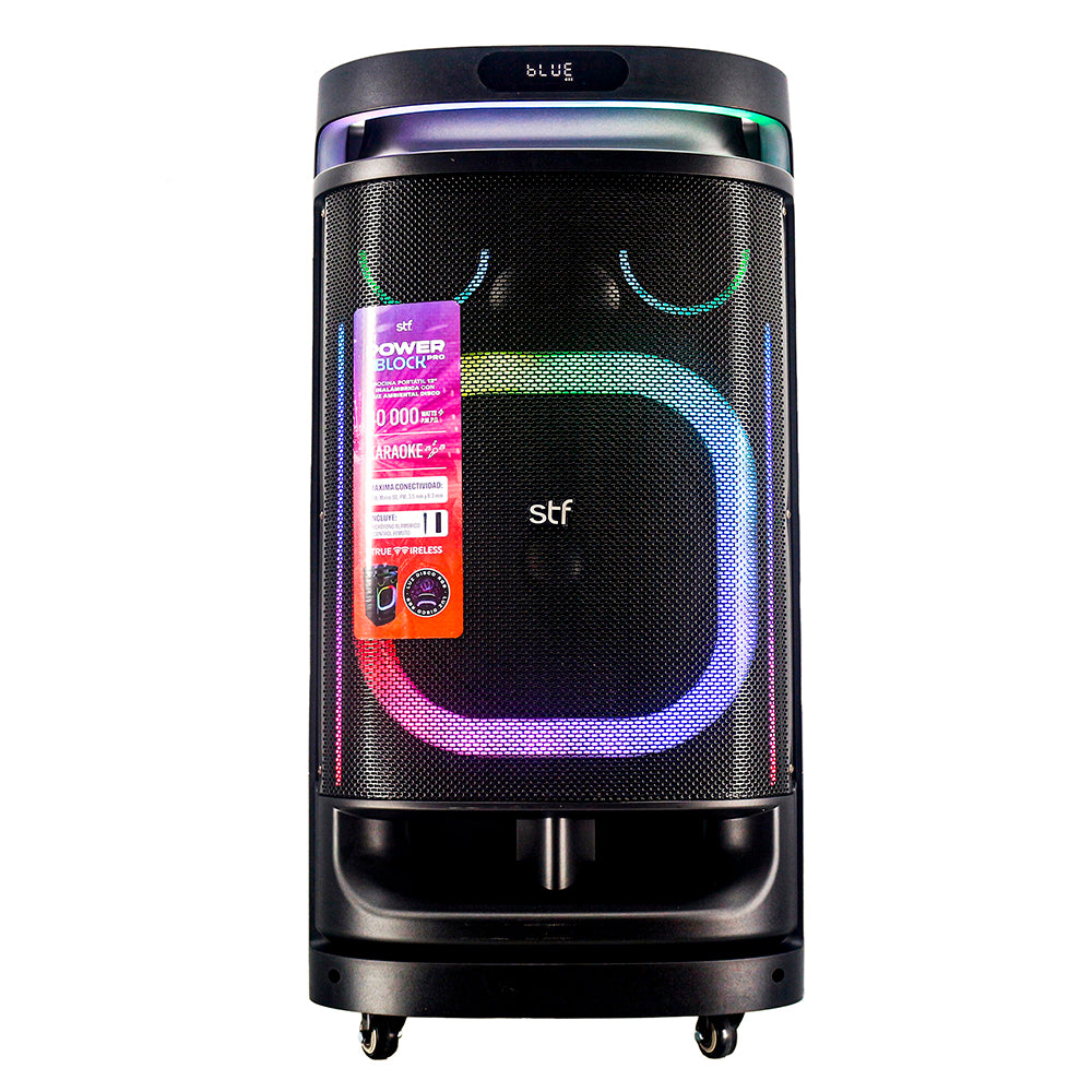 Bocina Inalámbrica portátil STF Power Block Pro 12" pulgadas con luz ambiental y LED RGB – Stf