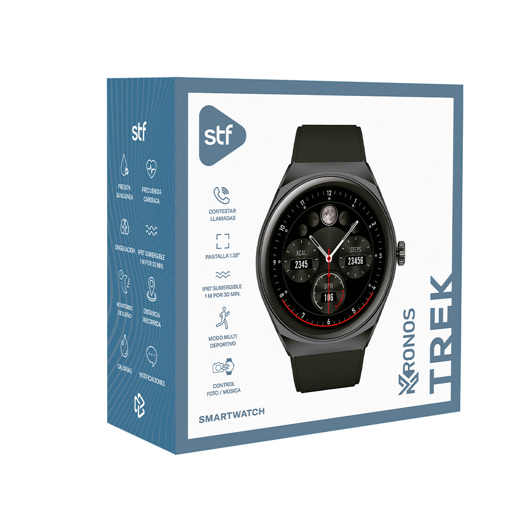 Smartwatch Reloj Kronos Trek STF Pantalla 1.38" Resistencia al agua IP ...