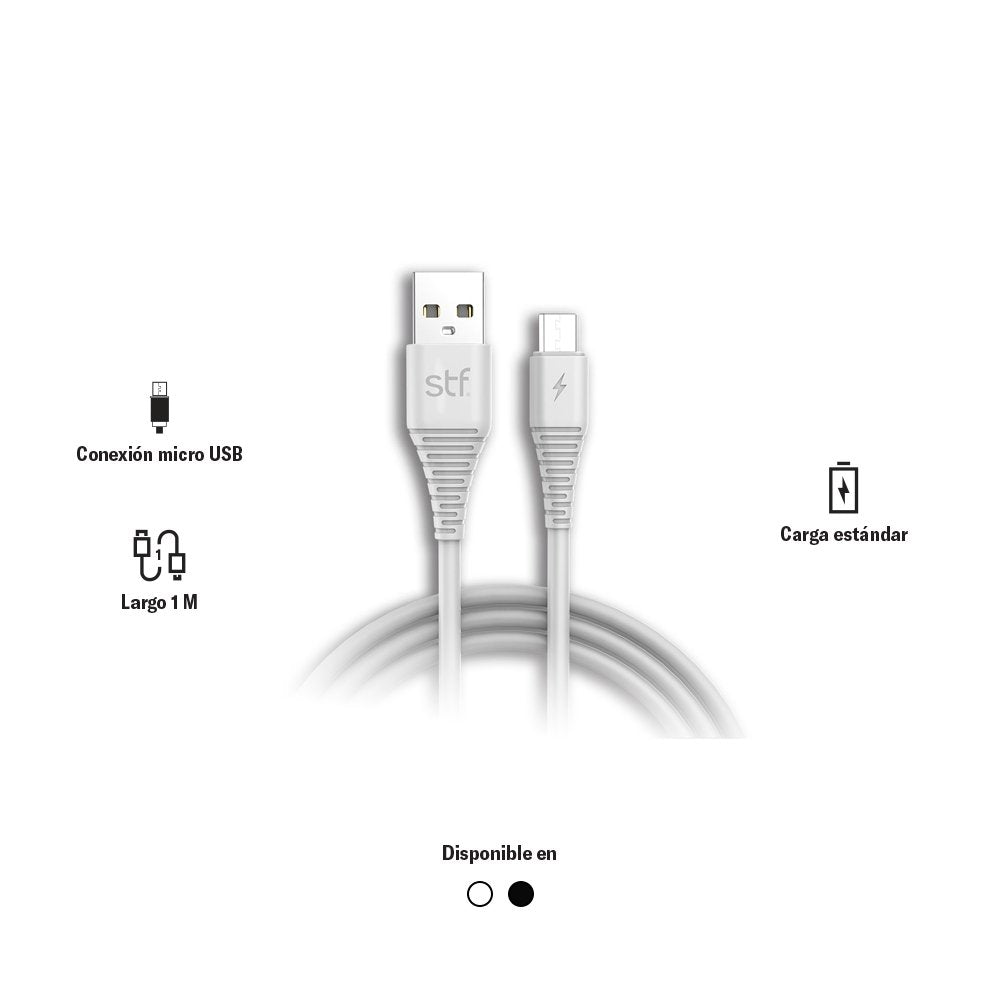 Cable USB a Micro USB 1m Carga Estándar Datos STF Negro – Stf