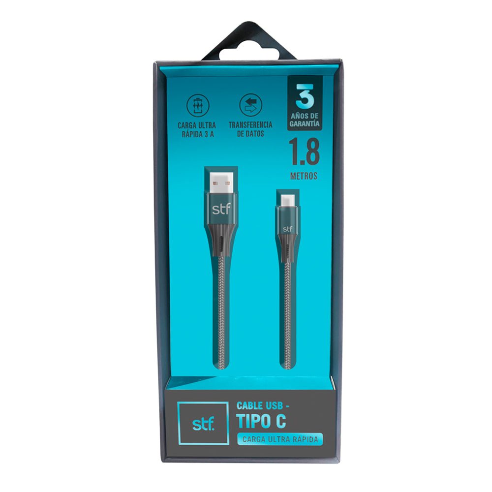 Cable USB a Tipo C 1.8m Carga Ultra Rápida 3A Transferencia Datos – Stf
